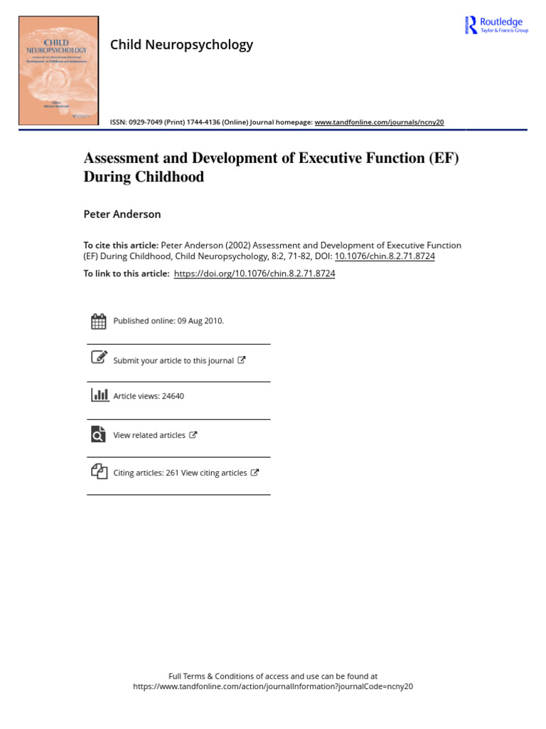 Assessment and Development of Executive Function EF During Childhood | PDF | Executive Functions ...