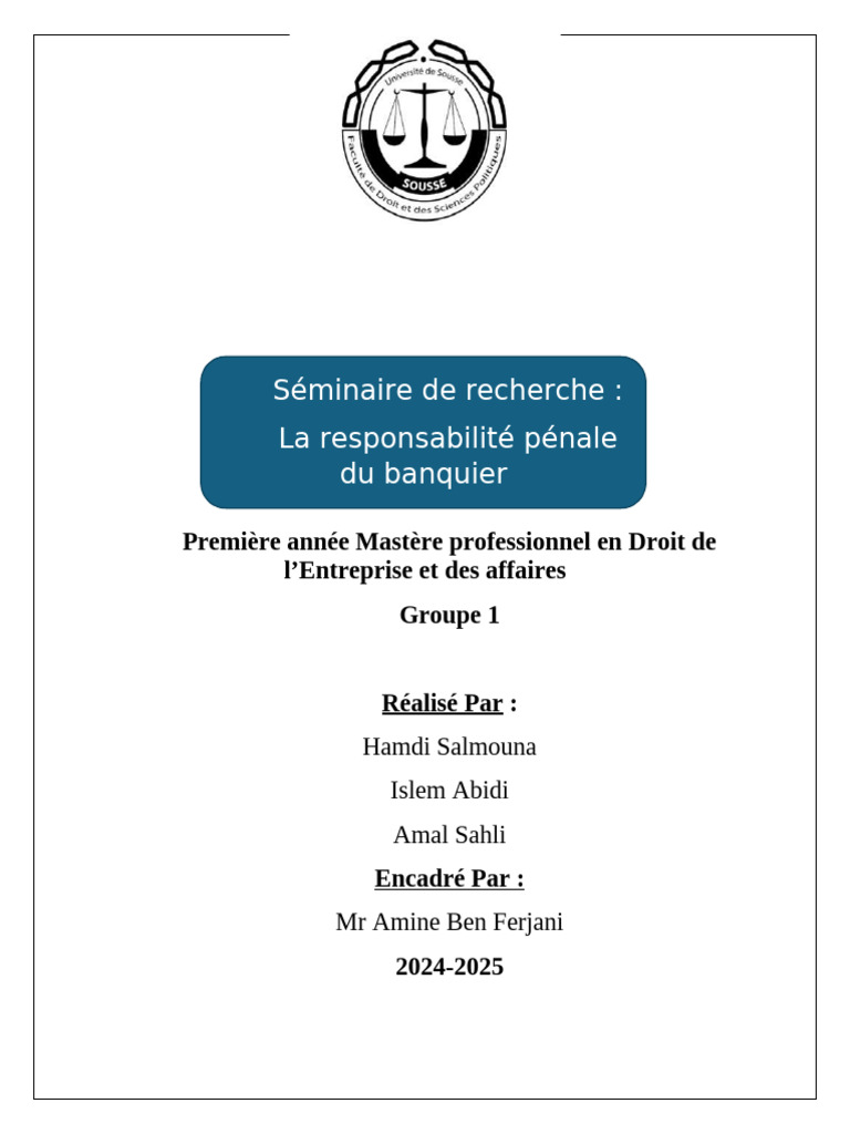Responsabilité pénale du banquier | PDF | Banques | Blanchiment d'argent