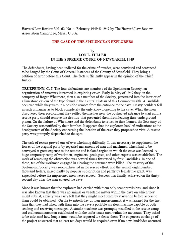 The Case of the Speluncean Explorers 2 | PDF | Public Law | Justice