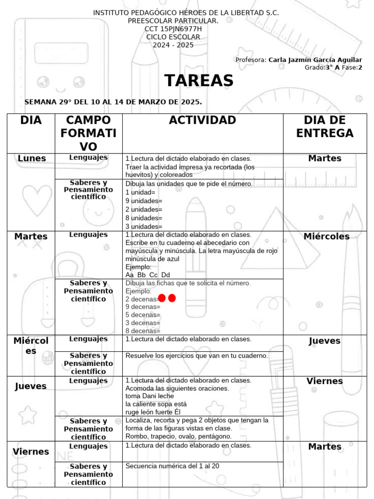 Tareas Semana 28 | PDF | Comunicación escrita | Ortografía