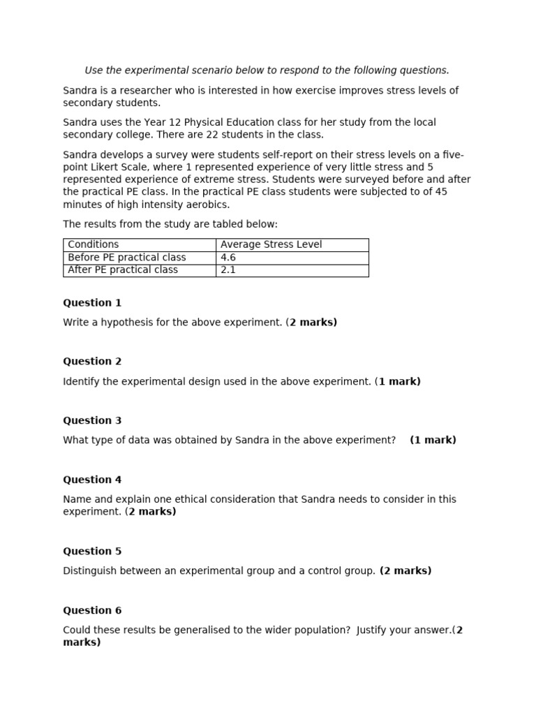 Research Methods - Practice SAC 2018 | PDF