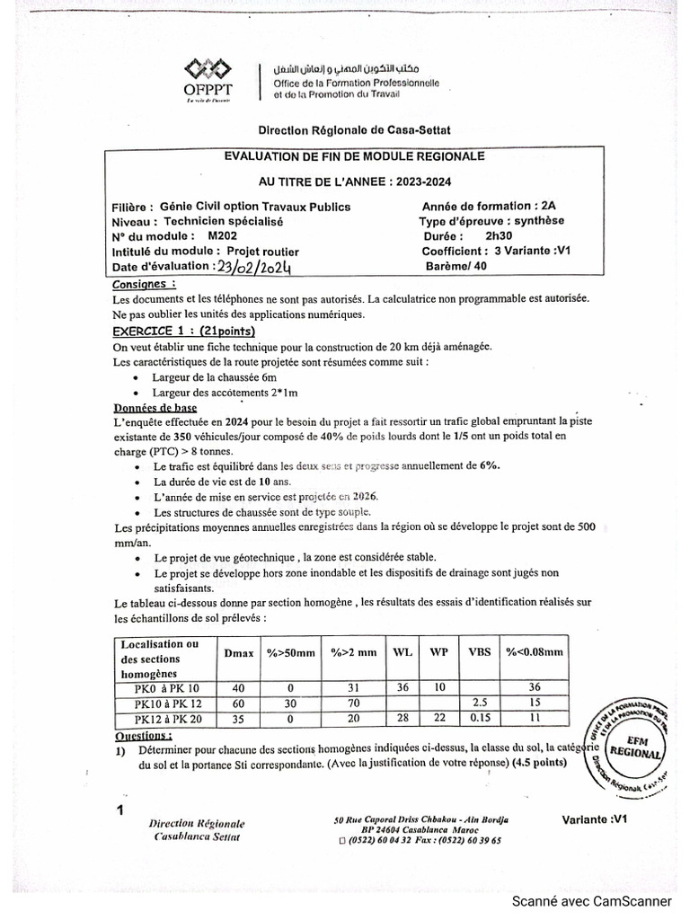 Projet routier V1 | PDF