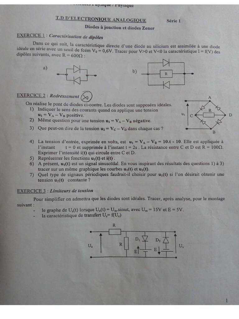 Électronique Analogique TD 2017-2018-1 | PDF