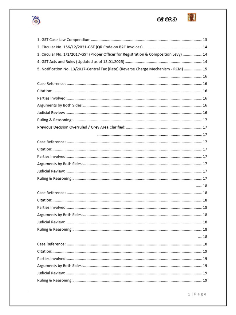 GST Case Law Compendium | PDF | Public Law | Government