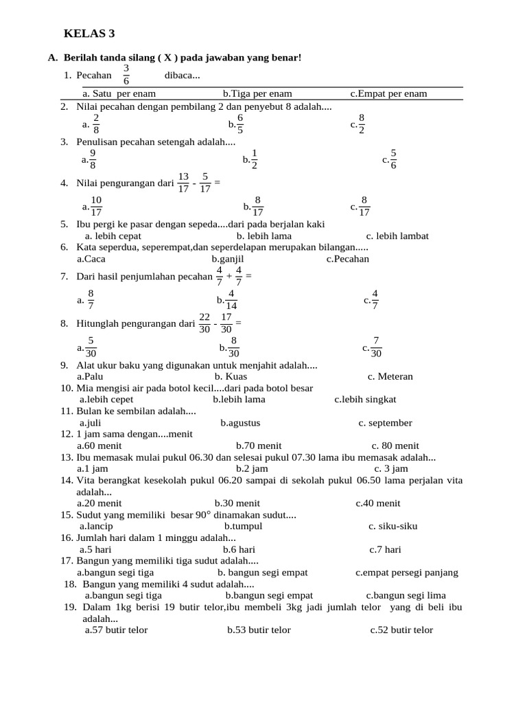 BIMBEL MTK KELAS 3 OK | PDF