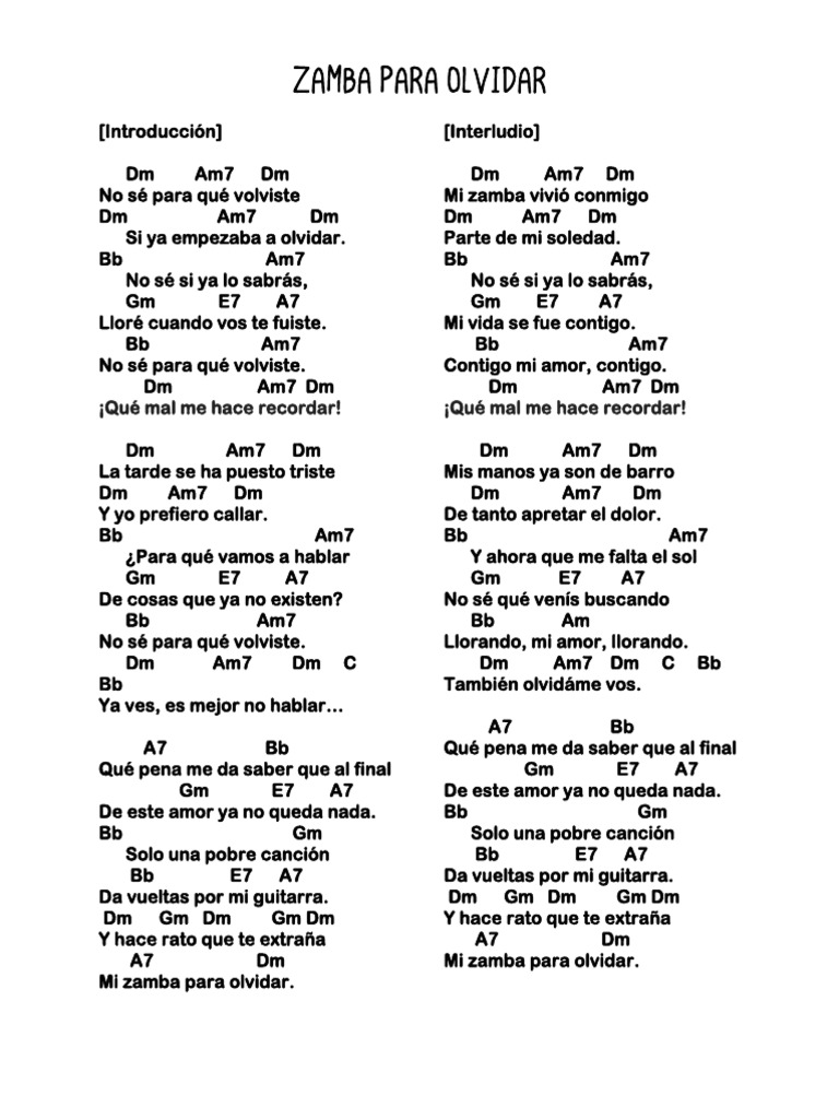 Zamba para Olvidar | PDF