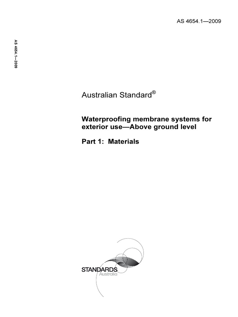 As 4654-1-2009 Waterproofing Membrane Systems For Exterior Use Above ...