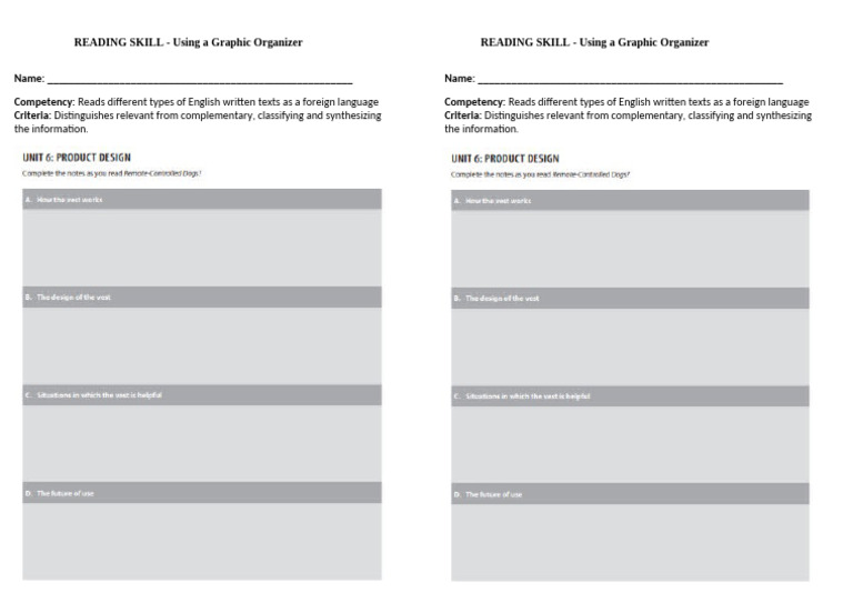Graphic Organizer READING 1 UNIT 1 4TH YEAR | PDF
