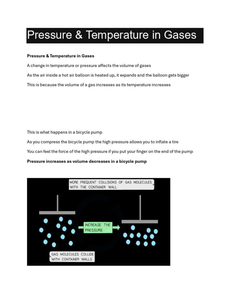Effects of Temperature on Gas Pressure | PDF
