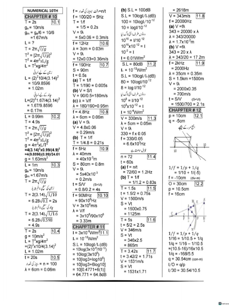 10th Physics Solved Numerical | PDF