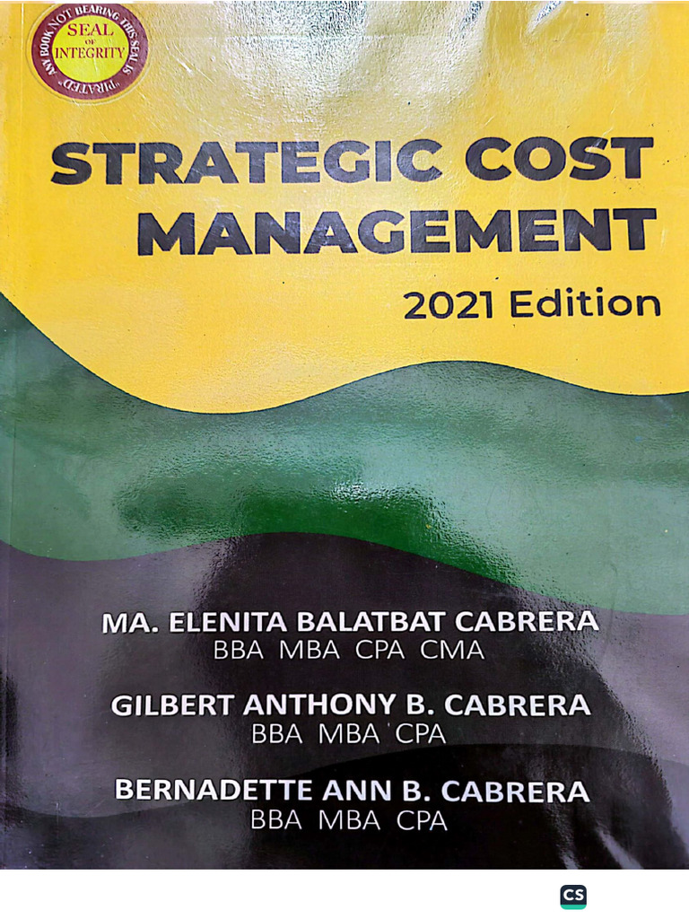 Chapter 1 - Strategic Cost Management by Cabrera | PDF