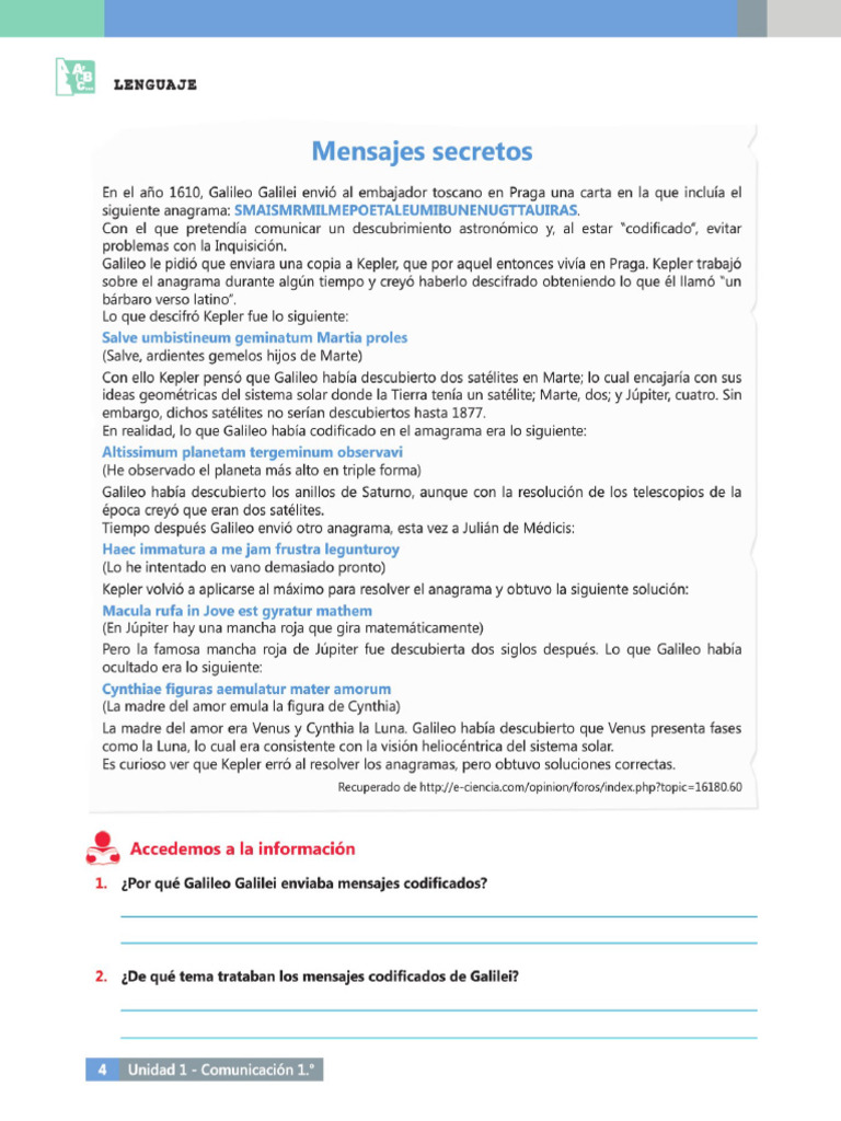 Unidad1-Lenguaje-1ro sec | PDF