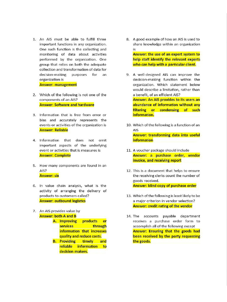 AIS Final Exam Reviewer | PDF