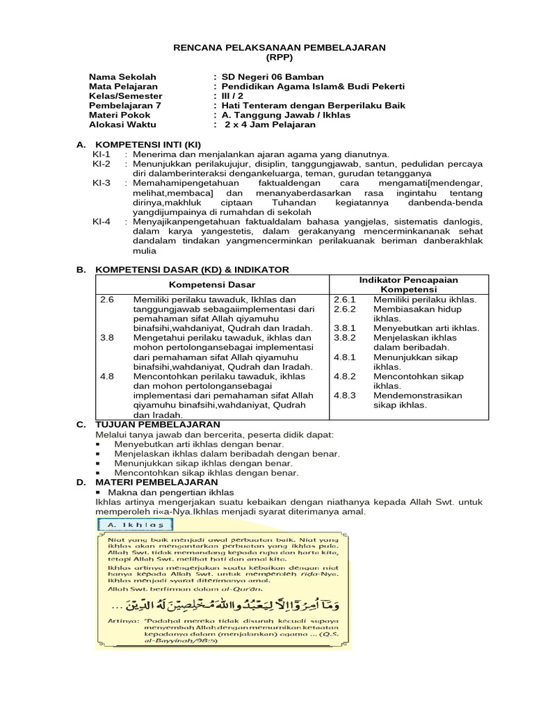 RPP KELAS 3 SEMESTER 2 | PDF