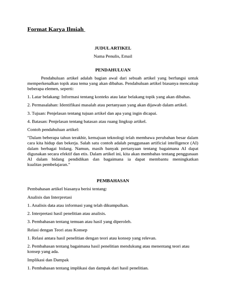 Panduan Format Karya Ilmiah Lengkap | PDF