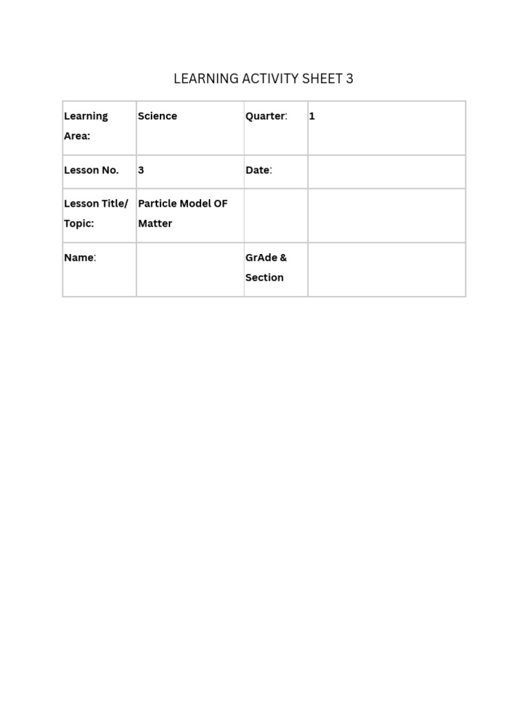 Learning Activity Sheet 3 | PDF
