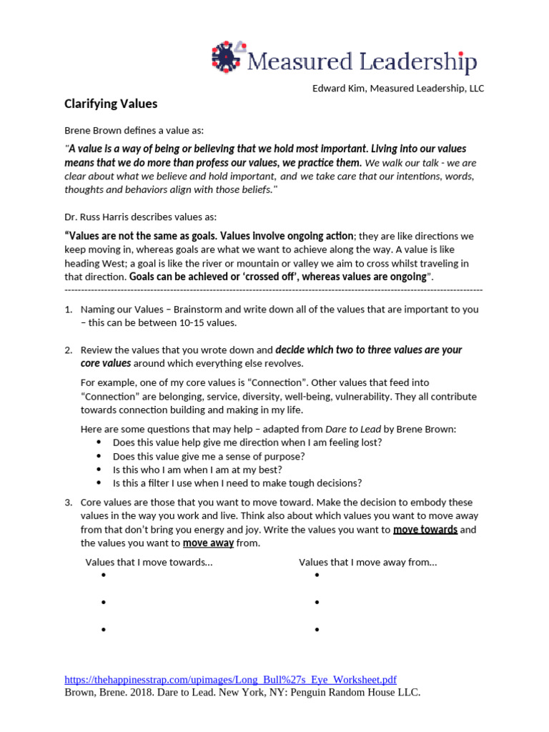 Clarifying Values(1) | PDF | Psychological Concepts | Behavioural Sciences