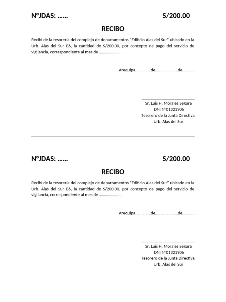 Recibo Edificio Alas | PDF