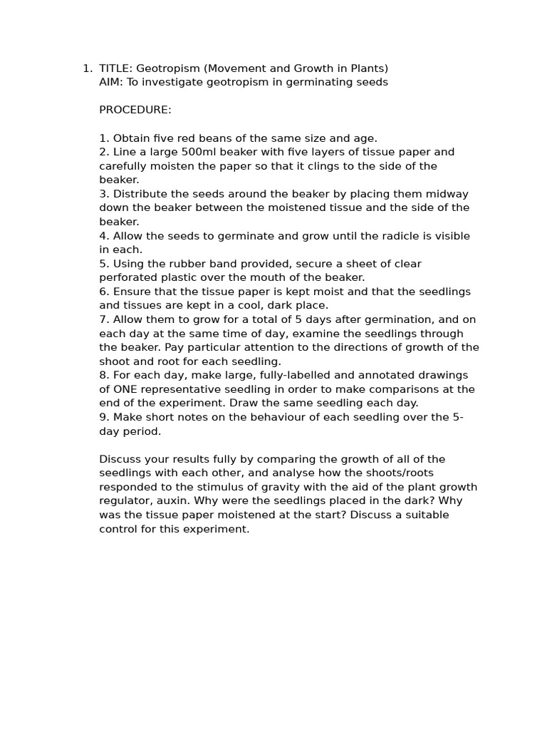 Tropism Lab Handout | PDF