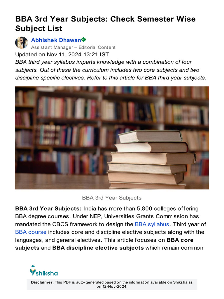 BBA 3rd Year Subjects Overview | PDF | Business | Economies