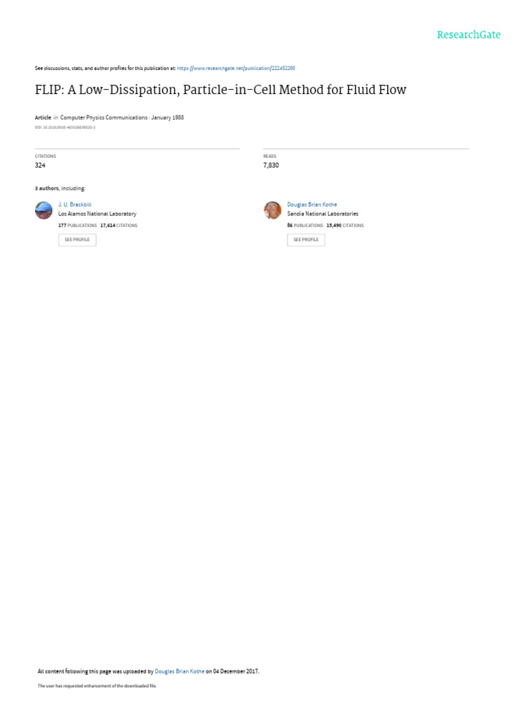 FLIP A Low-Dissipation Particle-in-Cell Method For | PDF | Lagrangian ...