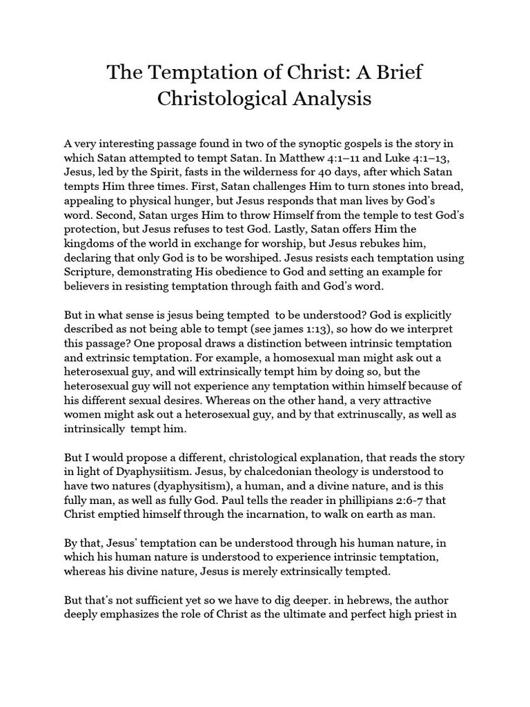 Christ's Temptation: A Christological Study | PDF | Jesus | Religious ...