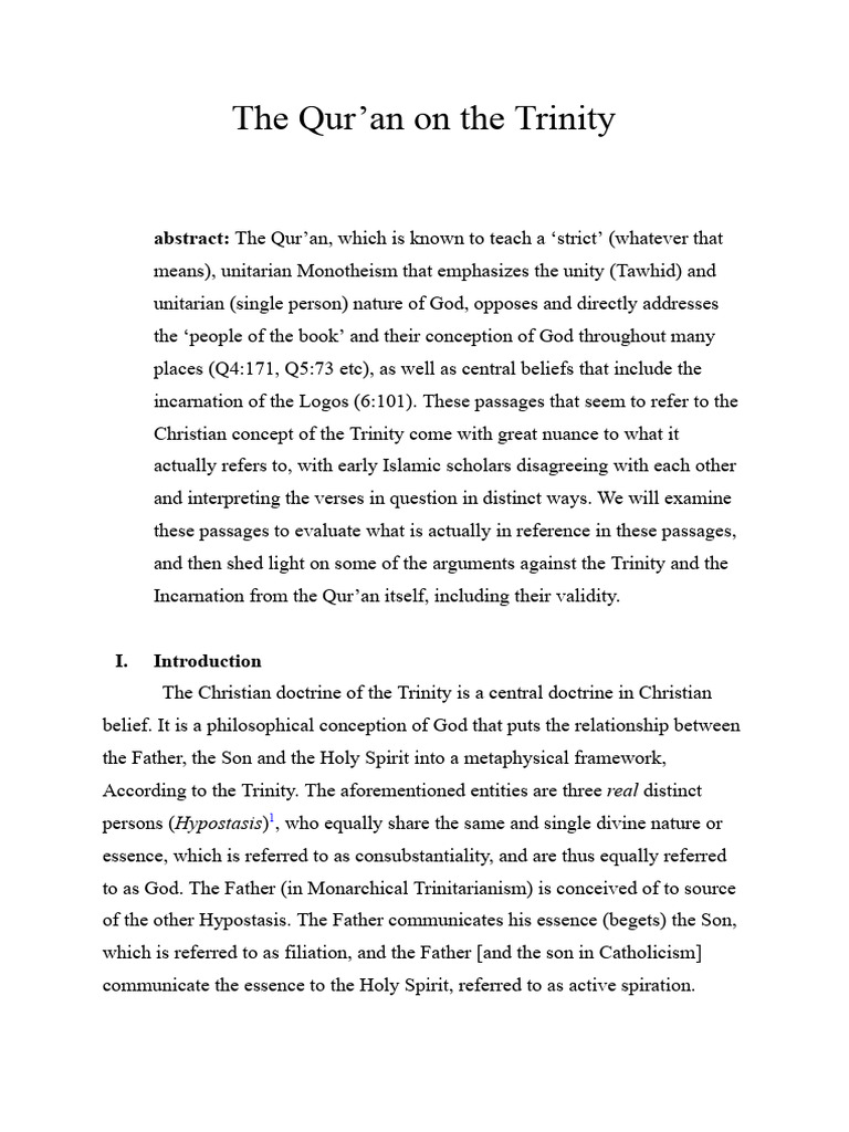 Qur An Verses On The Trinity Explained Pdf Trinity God In Islam