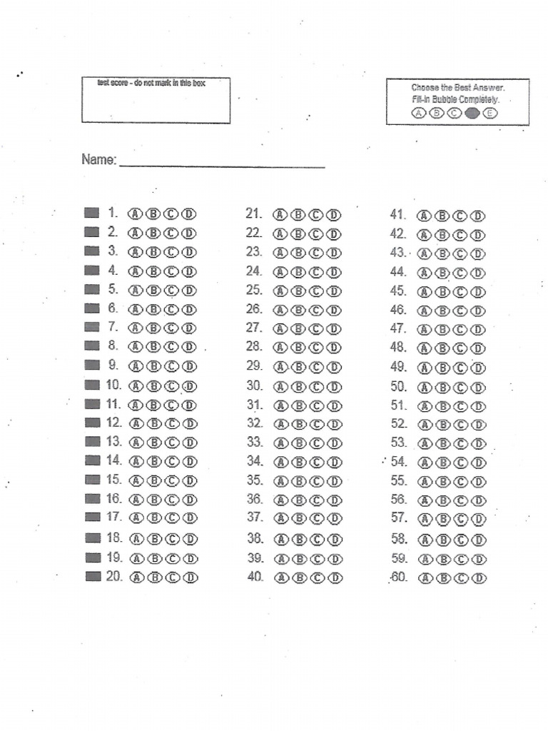 Multiple Choice Blank Answer Sheet | PDF