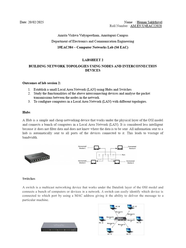 CN Labsheet 2 Modified | PDF | Computer Network | Network Topology