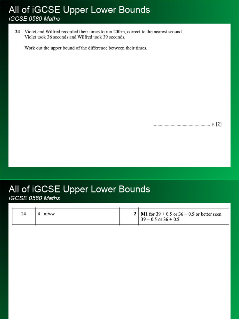 iGCSE 0580 Maths: Upper & Lower Bounds | PDF
