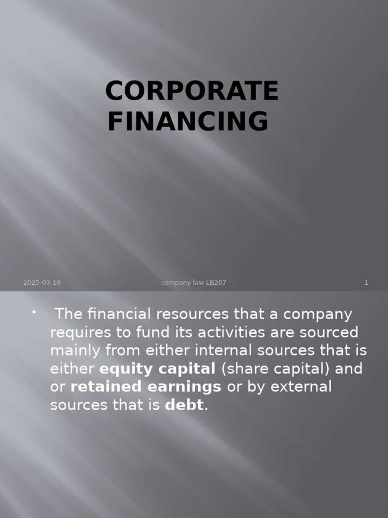 Corporate Financing in Company Law | PDF | Dividend | Preferred Stock