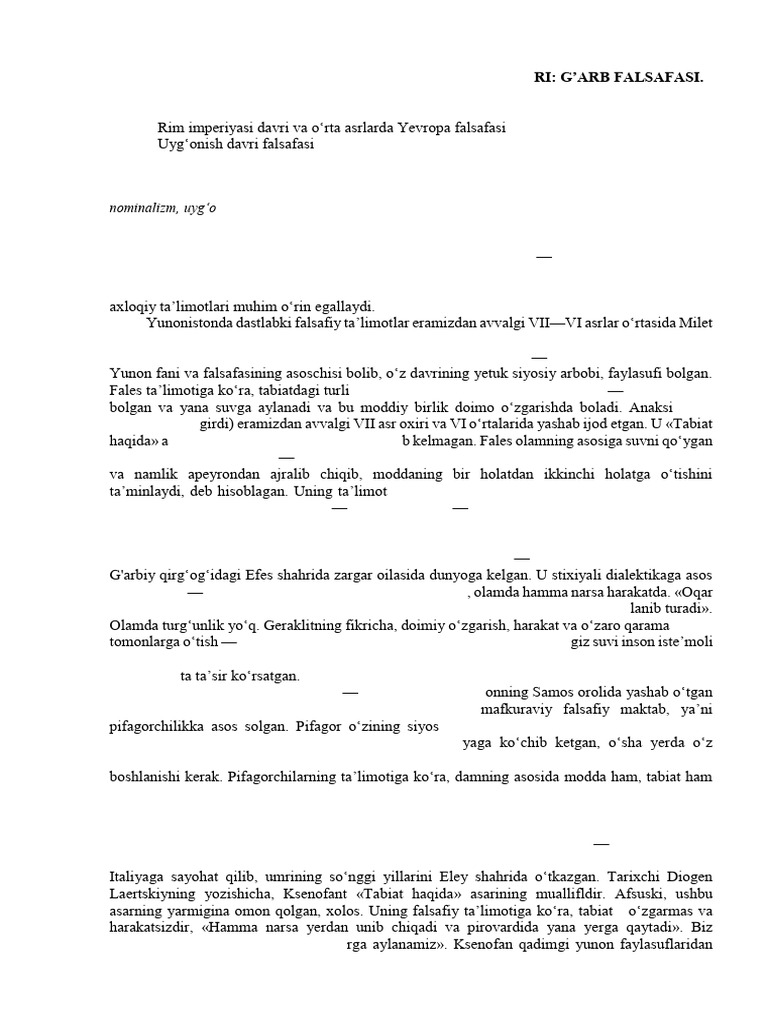 Falsafa 3 Mavzu | PDF