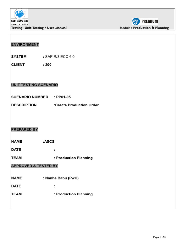 SAP PP Shop Floor Planning & Execution | PDF | Unit Testing | System ...