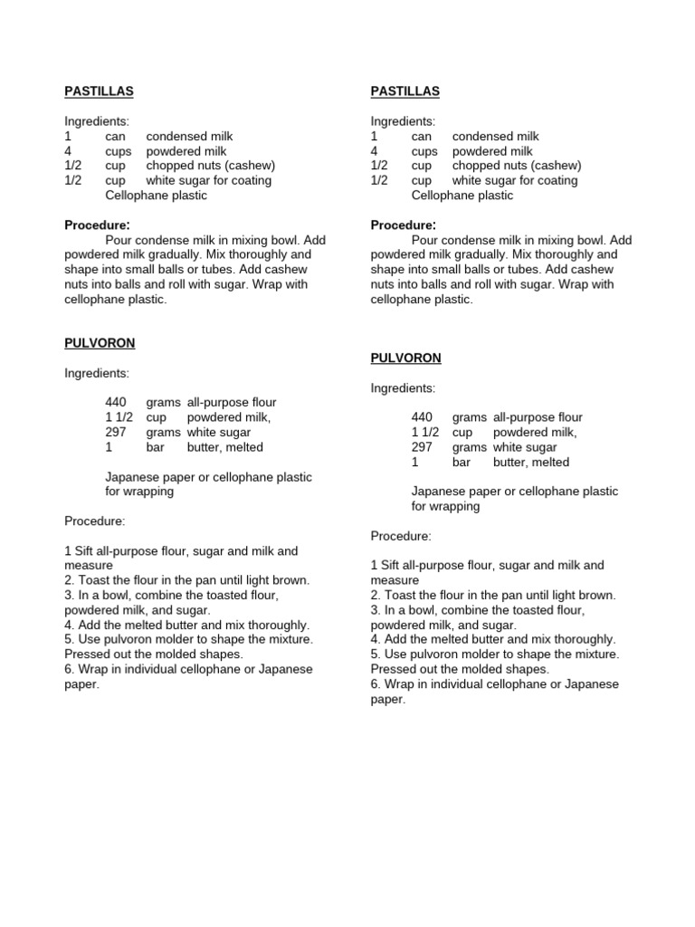 Pastillas and Pulvoron Recipes Guide | PDF | Foods