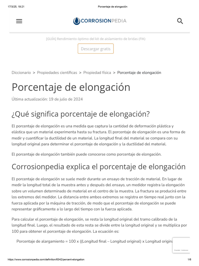 Porcentaje de Elongación 001 | PDF | Resistencia a la tracción | Fractura
