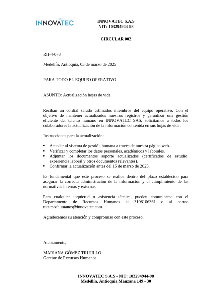 Circular 002 - Emely | PDF