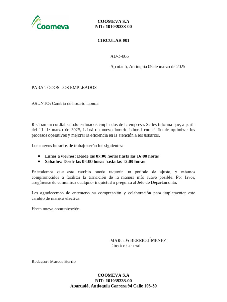 Circular 001 - Emely | PDF