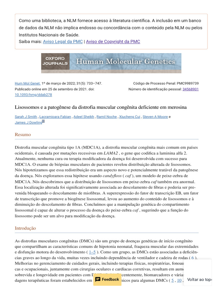 Lisossomos e a Patogênese Da Distrofia Muscular Congênita Deficiente Em ...