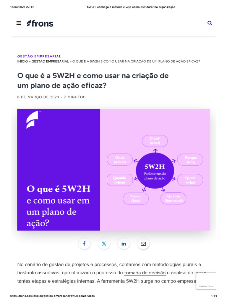 5W2H - Conheça o Método e Veja Como Estruturar Na Organização | PDF ...