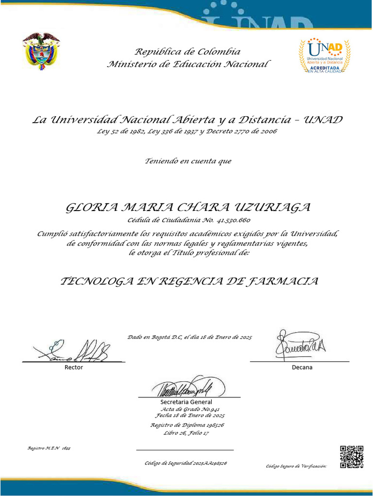 UNAD Regencia Farmacia DIPLOMA 2 | PDF
