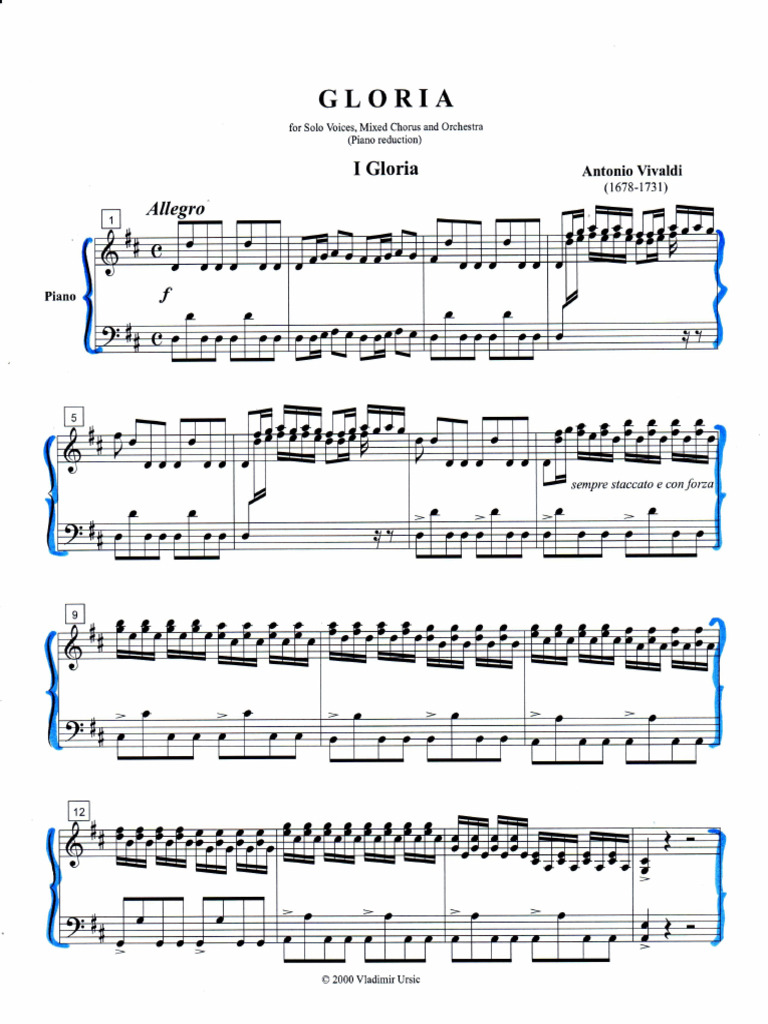 Gloria Vivaldi Piano PDF | PDF