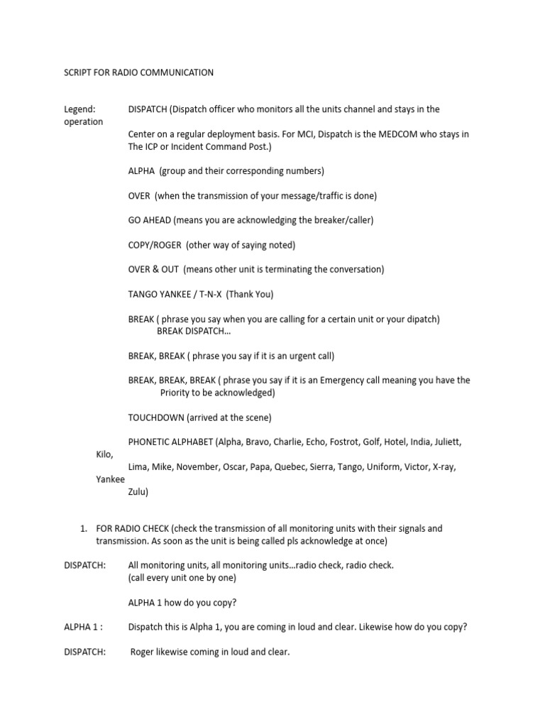 Military Radio Communication Script | PDF | Information And ...