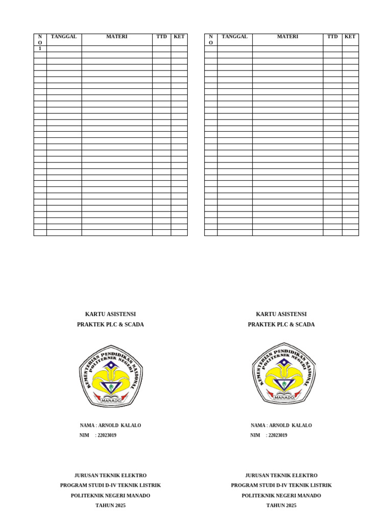 Kartu Asistensi PLC & Scada Sm5 | PDF