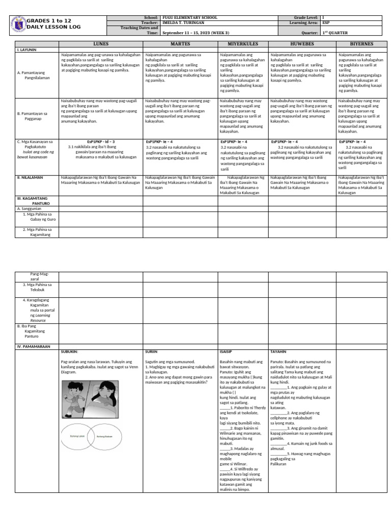 DLL Esp-1 Q1 W3 | PDF