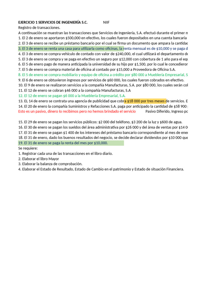 Desarrollo ejercicio Servicios de Ingeniería | PDF | Salario | Interés