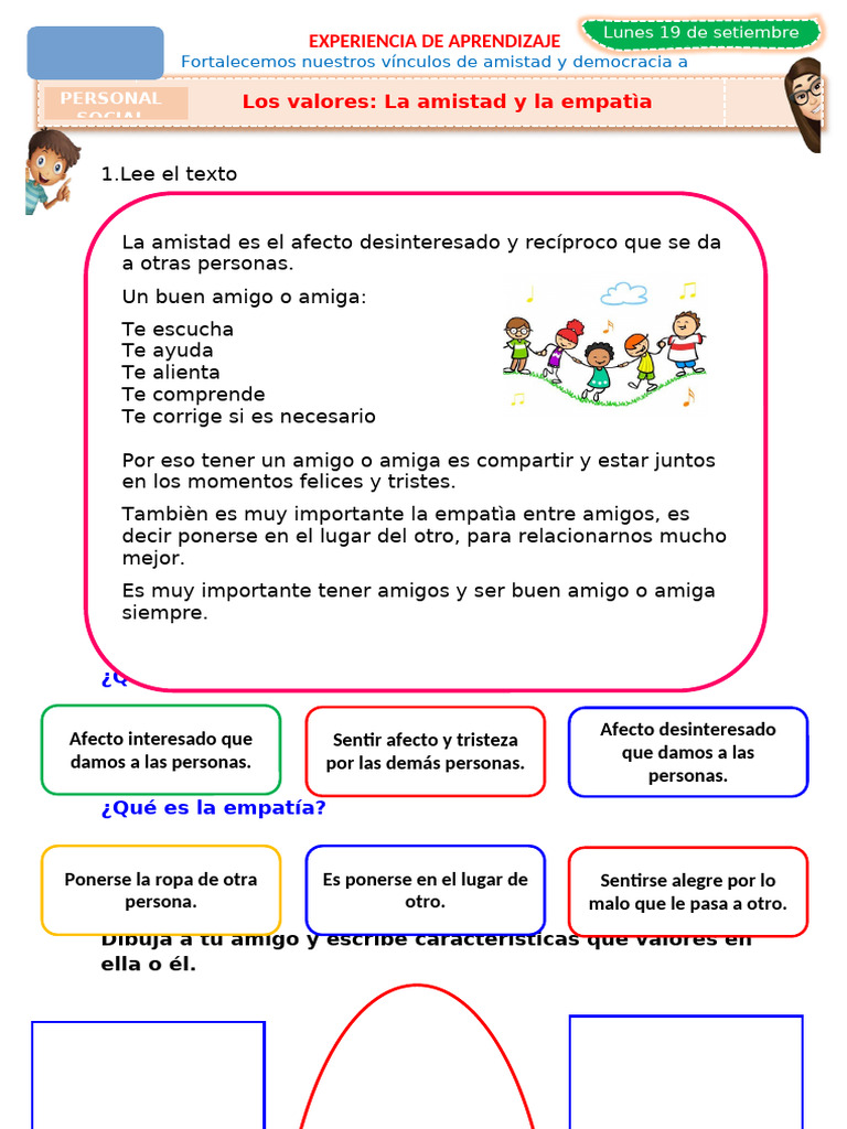 Valores de Amistad y Empatía Infantil | PDF