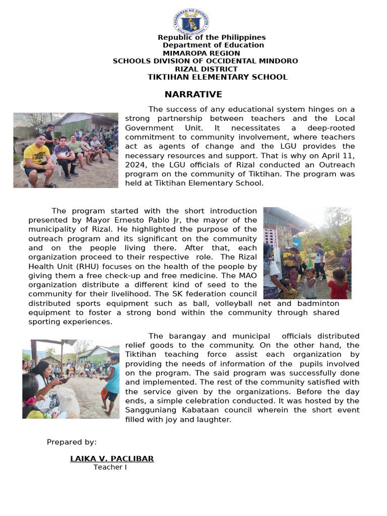 NARRATIVE ON COMMUNITY INVOLVEMENT | PDF