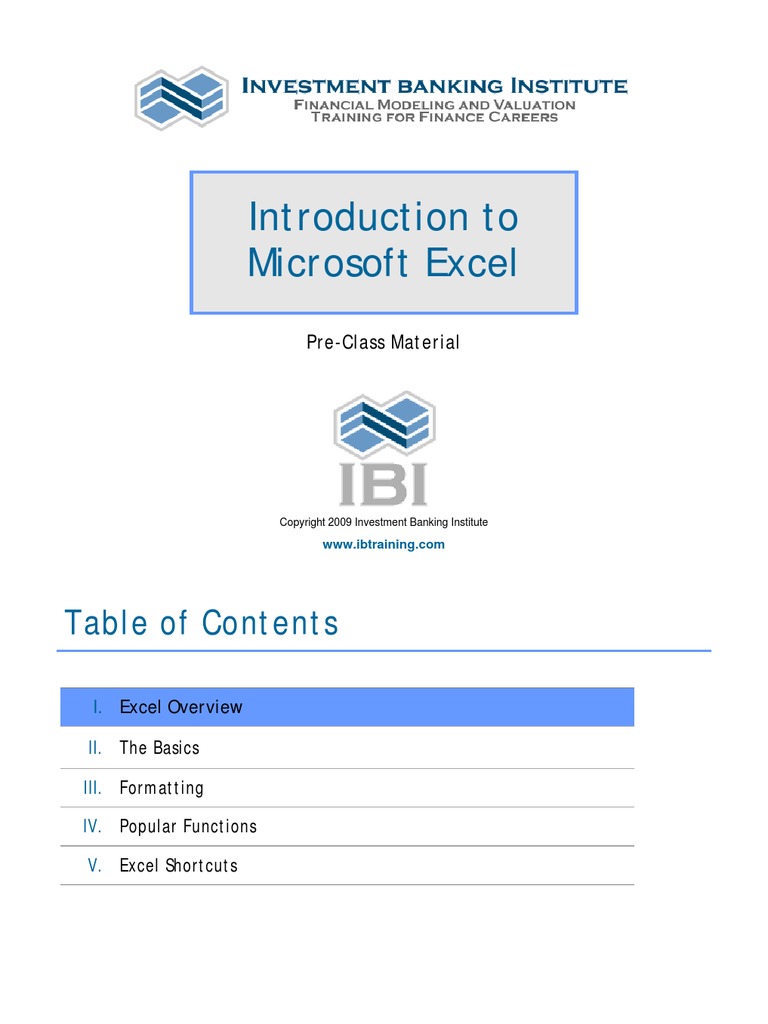 Introduction To Microsoft Excel: Pre-Class Material | PDF | Microsoft ...