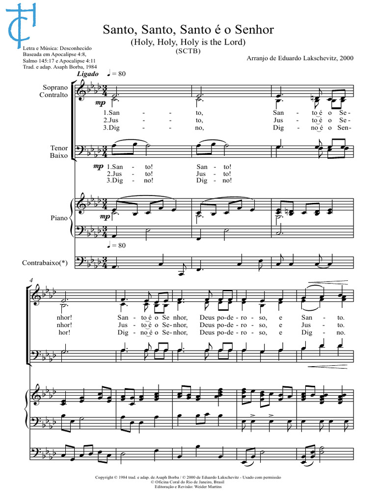 Santo Santo Santo É o Senhor Coro e Piano | PDF