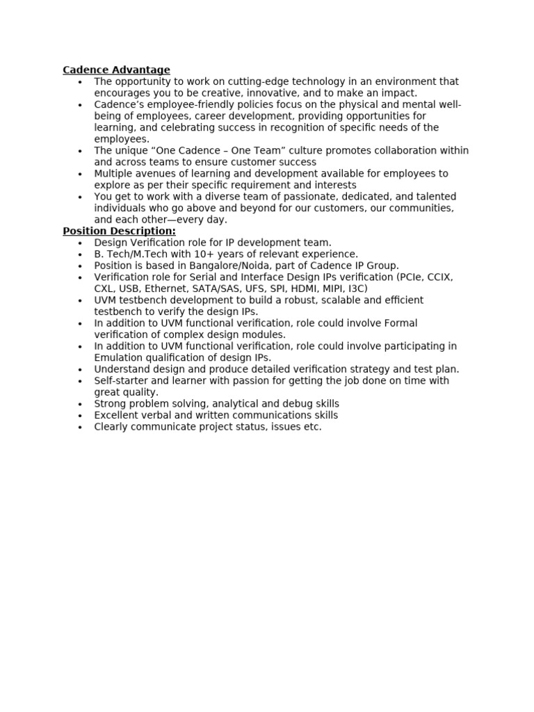 Cadence - Verification Noida (Shikha) | PDF